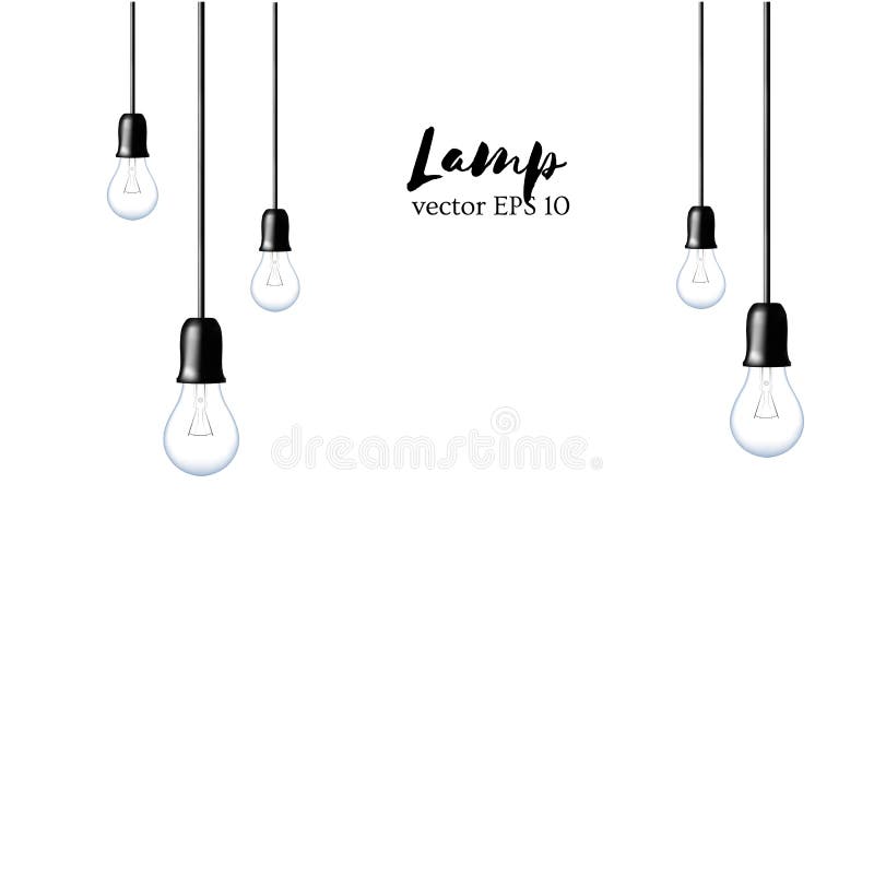 Vector Light Bulbs Isolated in Diagonal Line. Realistic Style Lamps ...