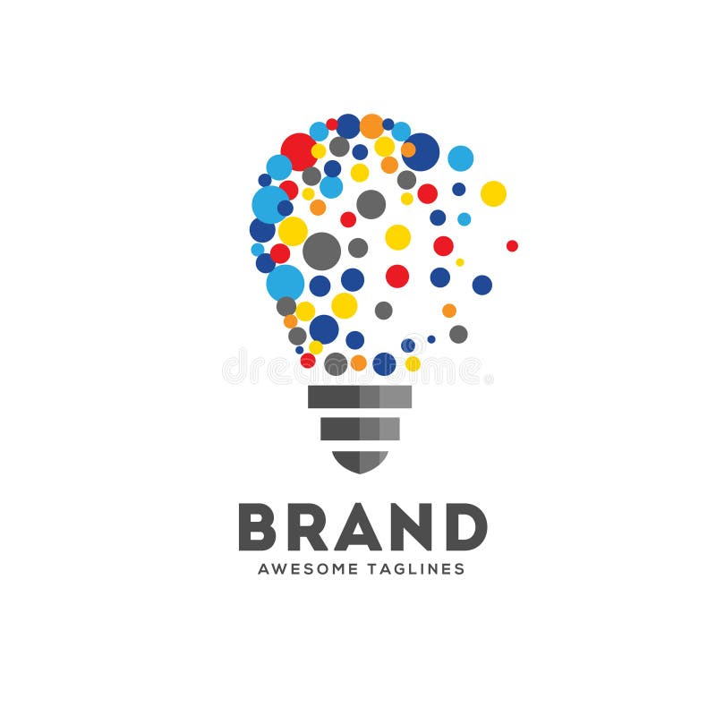 Vector Light Bulbs with Particle Dots Logo Stock Vector - Illustration ...