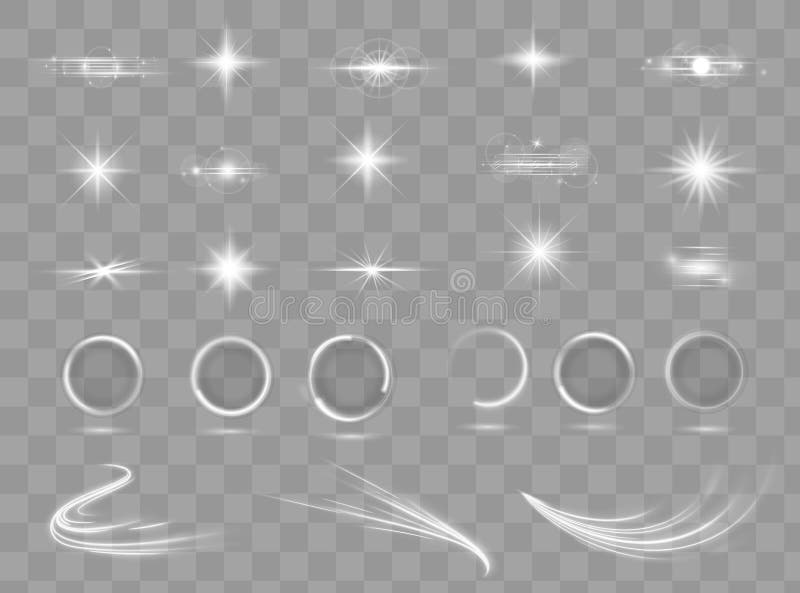 Vector Light Effects. Set of White Light Lens Effects on Transparent ...