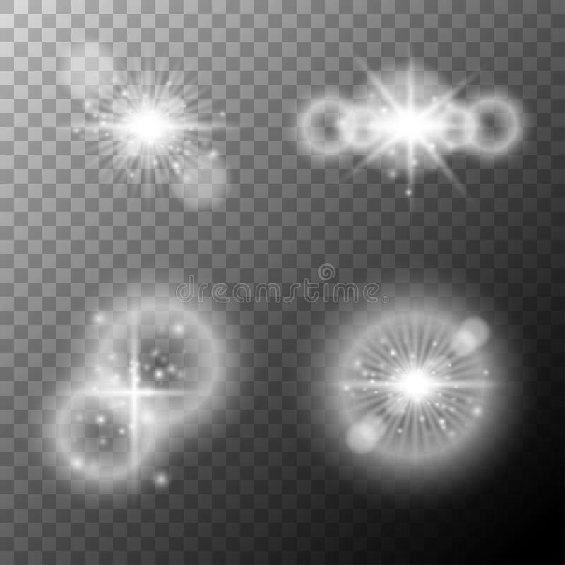 Vector Light Effects. Set of White Light Lens Effects on Transparent ...