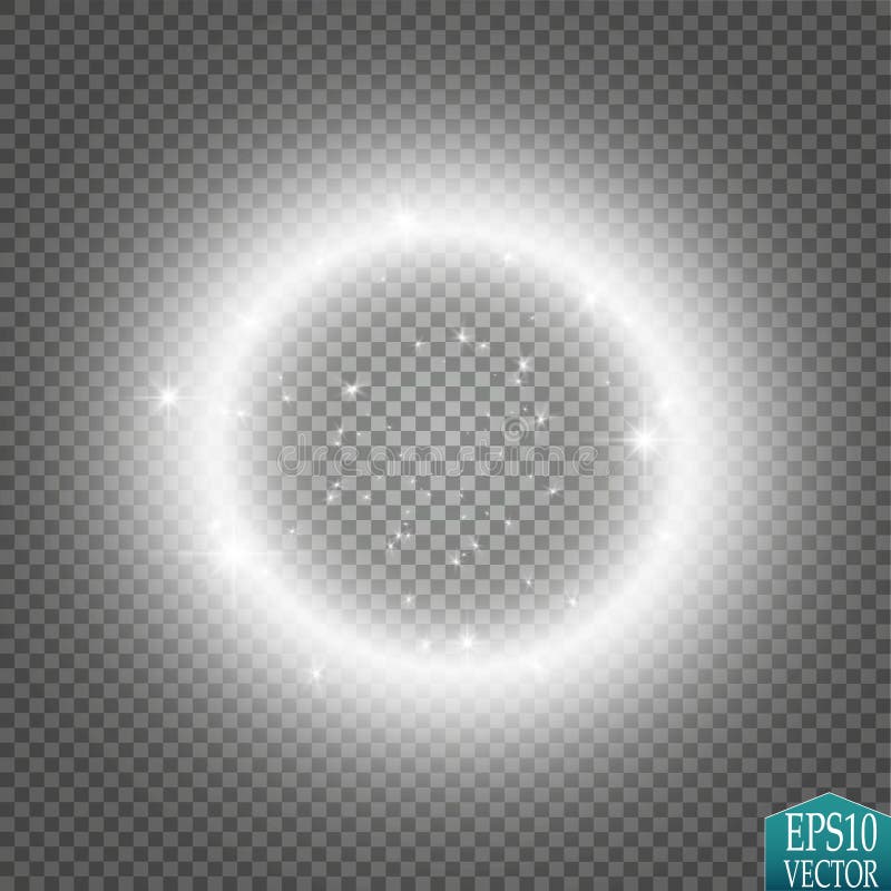 Vector Light Ring. Round Shiny Frame with Lights Dust Trail Particles ...