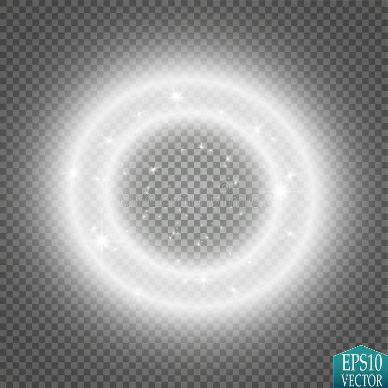 Vector Light Ring. Round Shiny Frame with Lights Dust Trail Particles ...