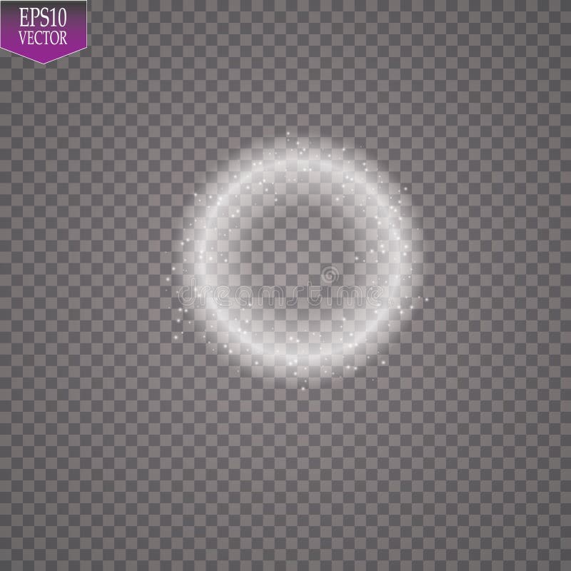 Vector Light Ring. Round Shiny Frame with Lights Dust Trail Particles ...