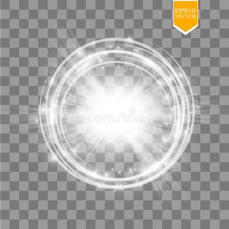 Vector Light Ring. Round Shiny Frame with Lights Dust Trail Particles ...