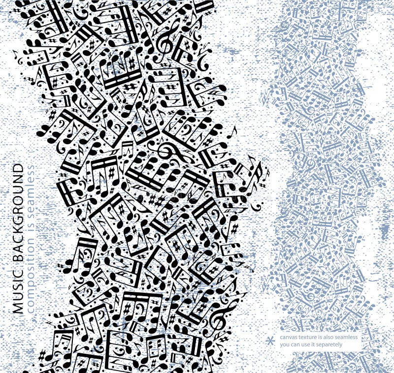 Vector Light Seamless Music Background, Canvas Texture with Black ...