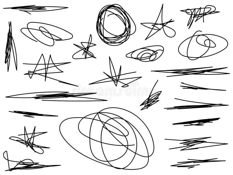 Vector Light Set of Hand Drawn Scribble Line Shapes. Scribble Brush ...