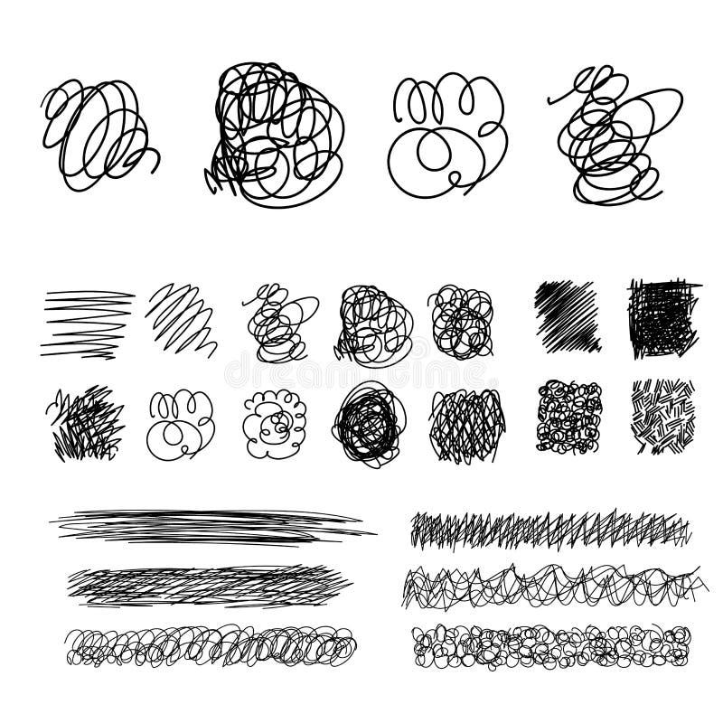 Vector Light Set of Hand Drawn Scribble Line Shapes. Logo Design ...