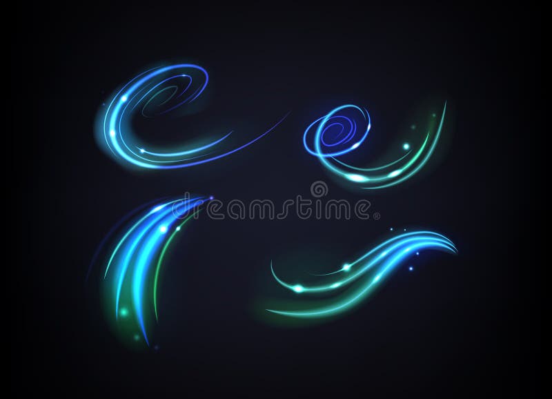 Vector Light Waves, Graphic Design Luminosity, Swirls, and Reflection ...