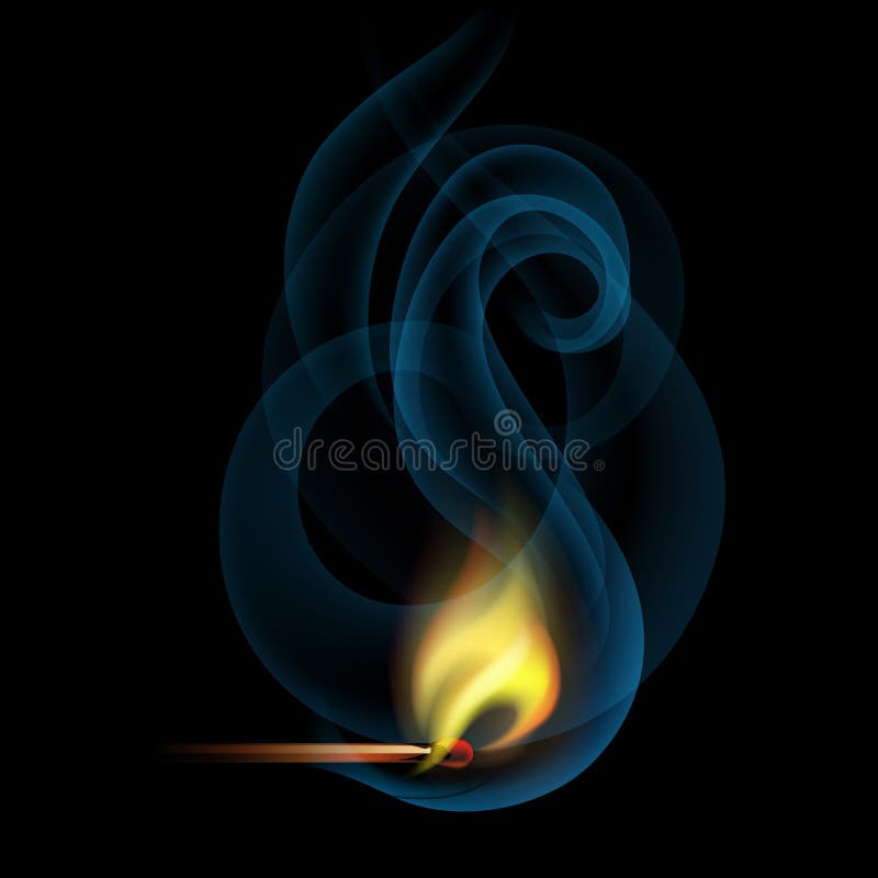 Vector Lighted Match on a Black Background Stock Vector - Illustration ...