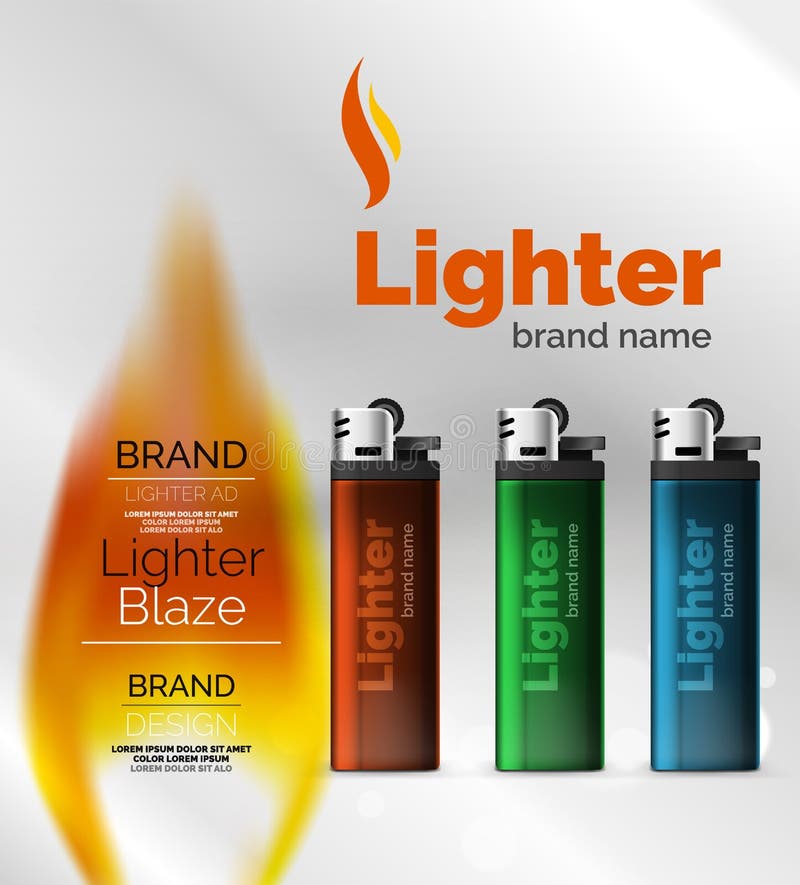 Vector Lighter Ad Template with Orange Blaze Stock Illustration ...