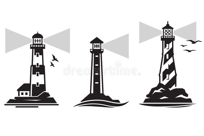 Lighthouse icon or sign stock vector. Illustration of label - 35768558