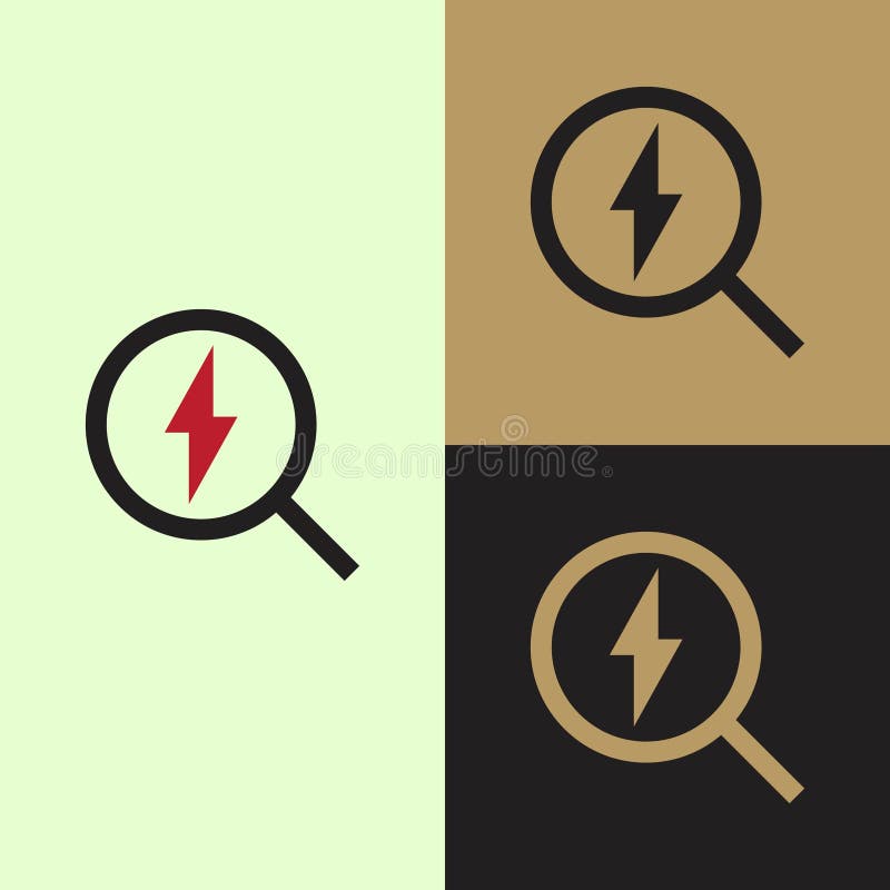 Vector Lightning Search Logo Icon. Simple Illustration of the Lightning ...