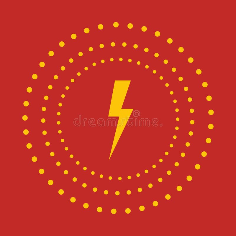 Vector Lightning Symbol in the Middle of a Dotted Spiral Circle Stock ...