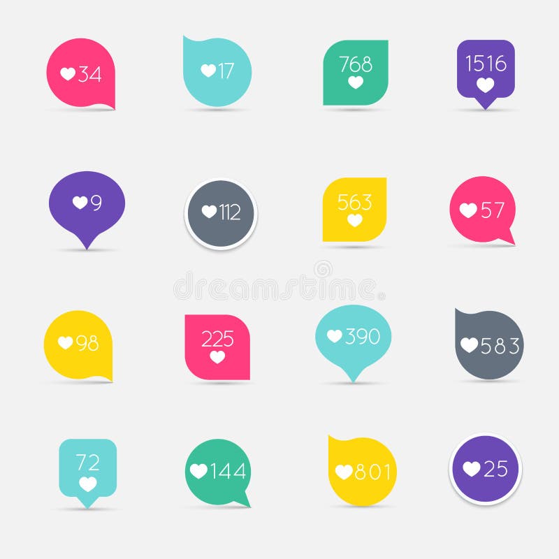 Vector Like Counter Button Icon Set. Communication and Network, Stock ...
