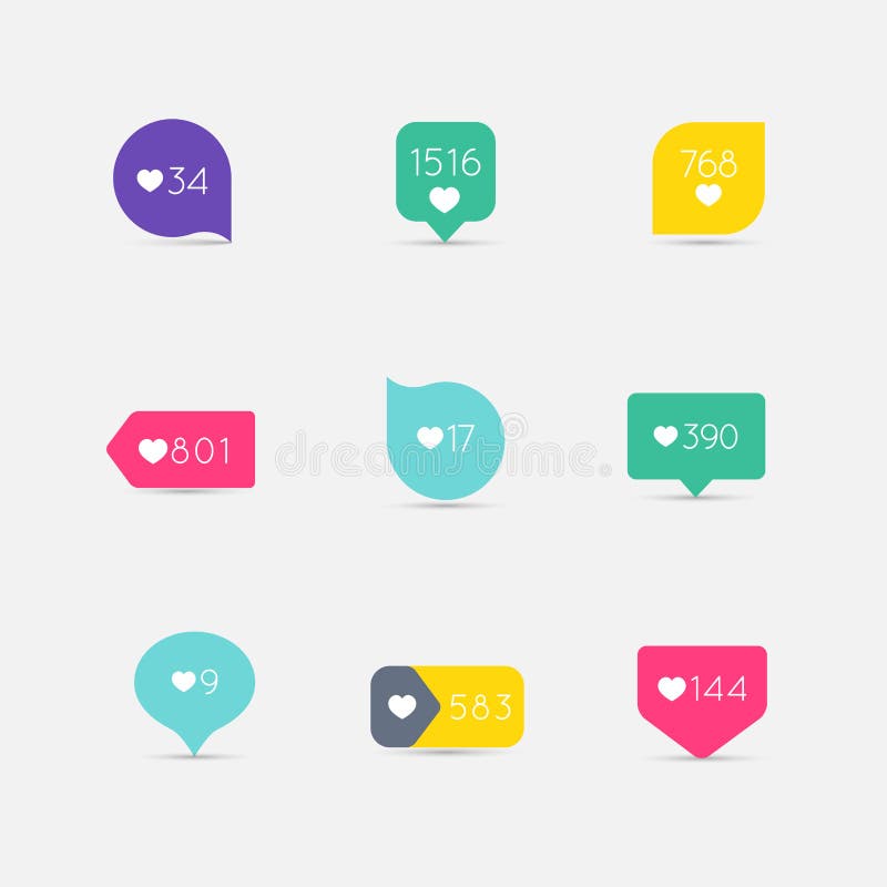 Vector Like Counter Button Icon Set. Communication and Network, Stock ...