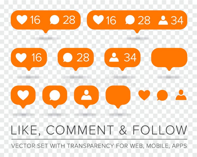 Vector Like, Follower, Comment Icon Set Stock Vector - Illustration of ...