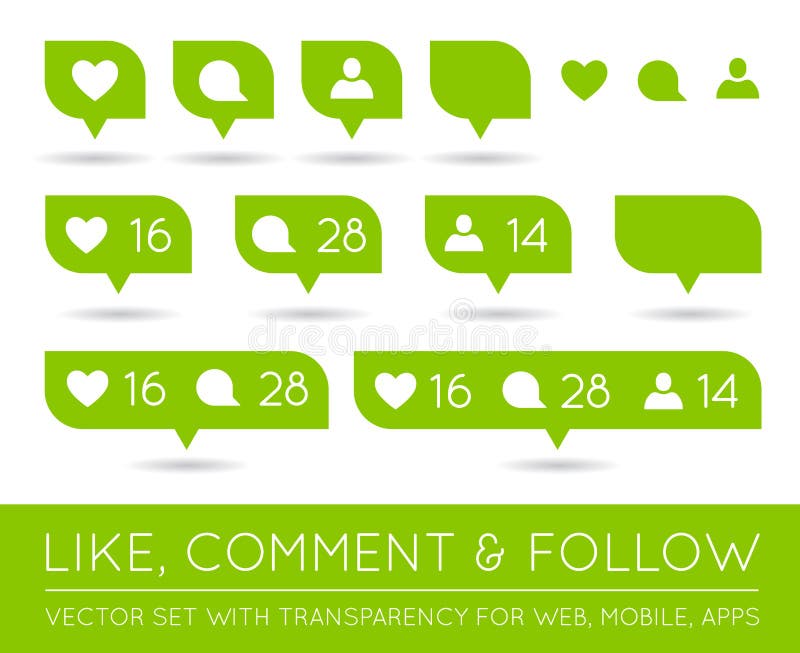 Vector Like, Follower, Comment Icon Set Stock Vector - Illustration of ...