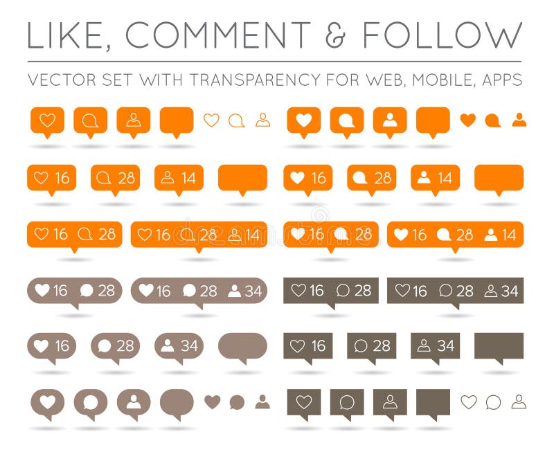 Vector Like, Follower, Comment Icon Set Stock Illustration ...