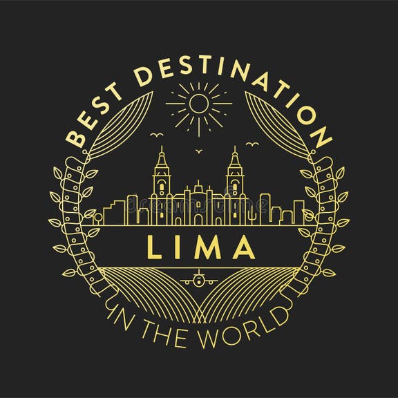 Vector Lima City Badge, Linear Style Stock Illustration - Illustration ...