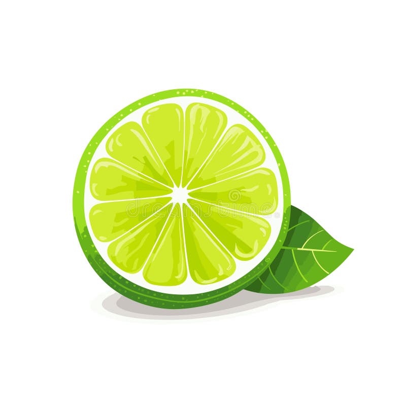 Vector of a Lime with a Leaf on a White Background Stock Vector ...
