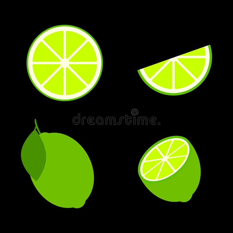 Vector Lime Slice Green Illustration Lemon Stock Vector - Illustration ...