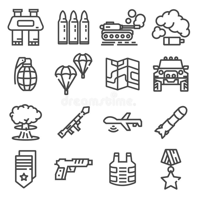 Vector Line Army and Military Theme Stock Illustration - Illustration ...