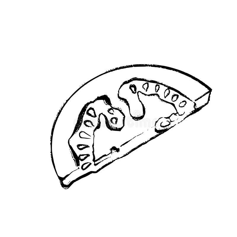 Vector Line Art Drawing of a Tomato Slice Stock Vector - Illustration ...