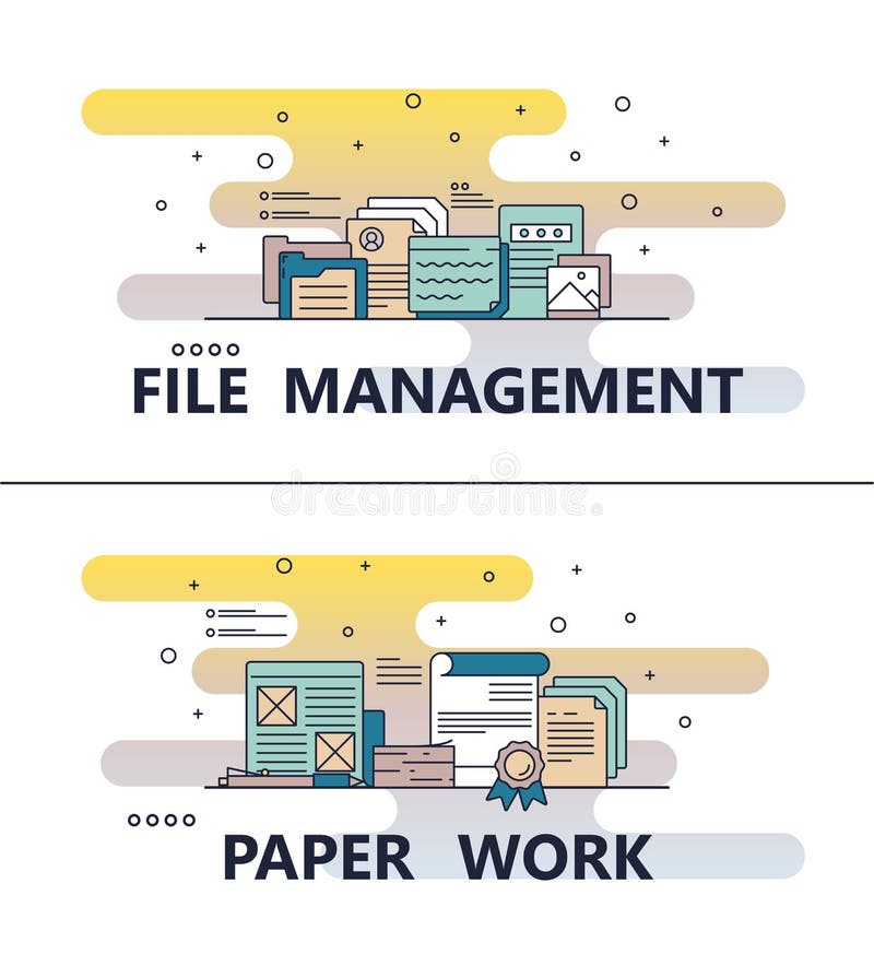 Vector Line Art File Management Paperwork Template Stock Vector ...