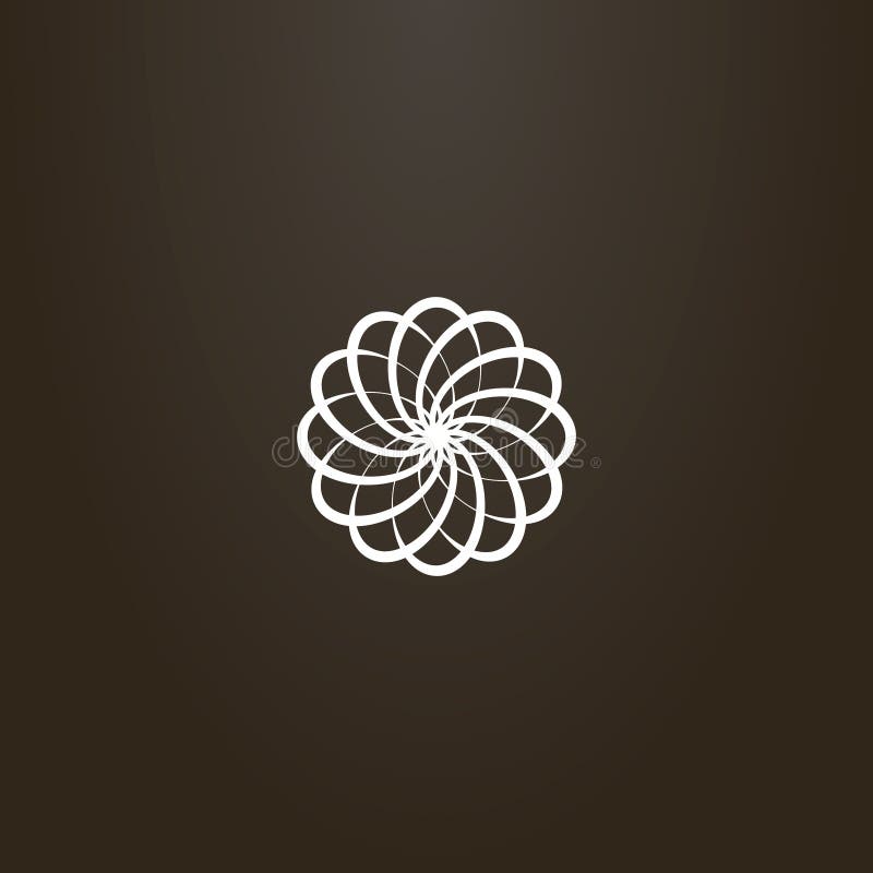 Vector Line Art Flower Sign with Interlaced Petals Stock Vector ...