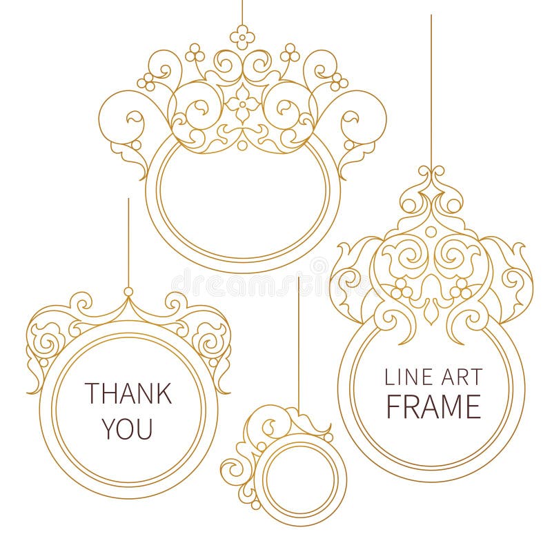Vector Line Art Frame for Design Template. Stock Vector - Illustration ...