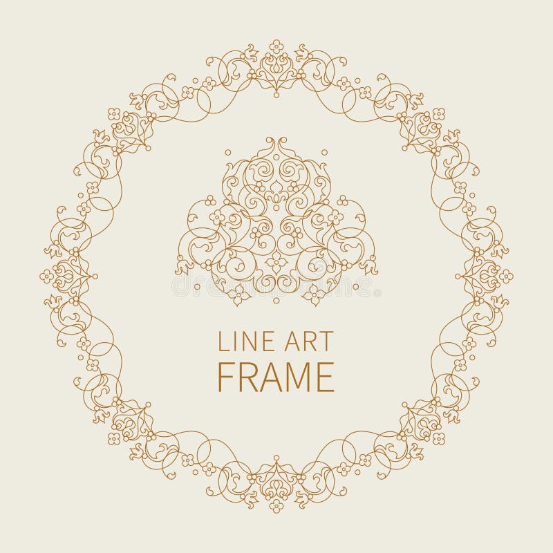 Vector Line Art Frame in Eastern Style. Stock Vector - Illustration of ...