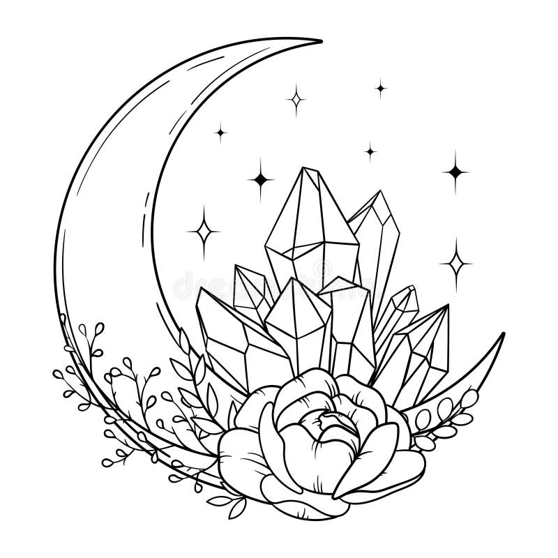 Vector Line Art Mystical Celestial Magic Witchcraft Elements. Esoteric ...