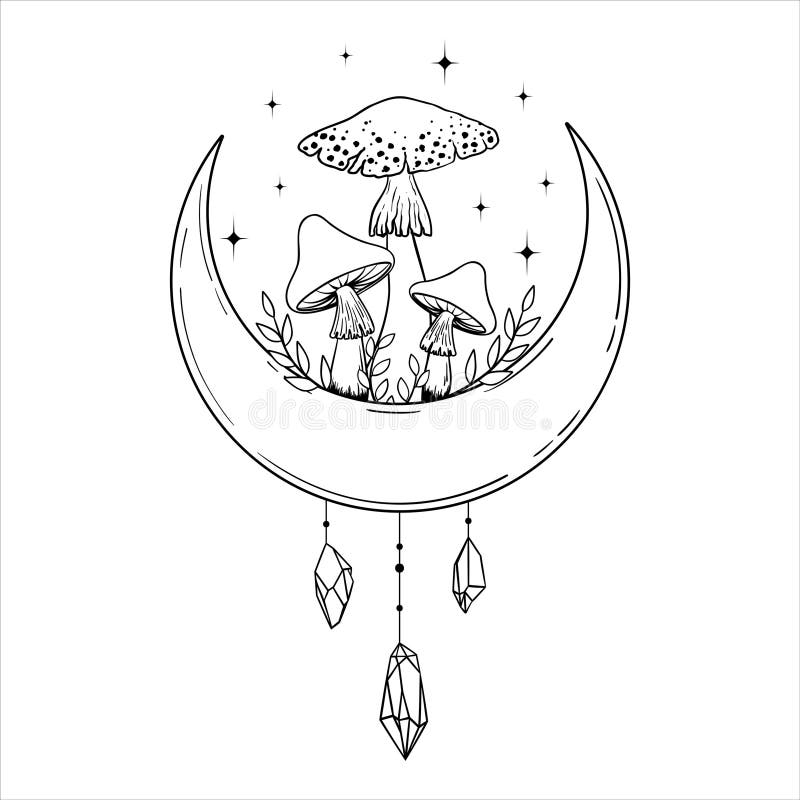 Vector Line Art Mystical Celestial Magic Witchcraft Elements. Esoteric ...