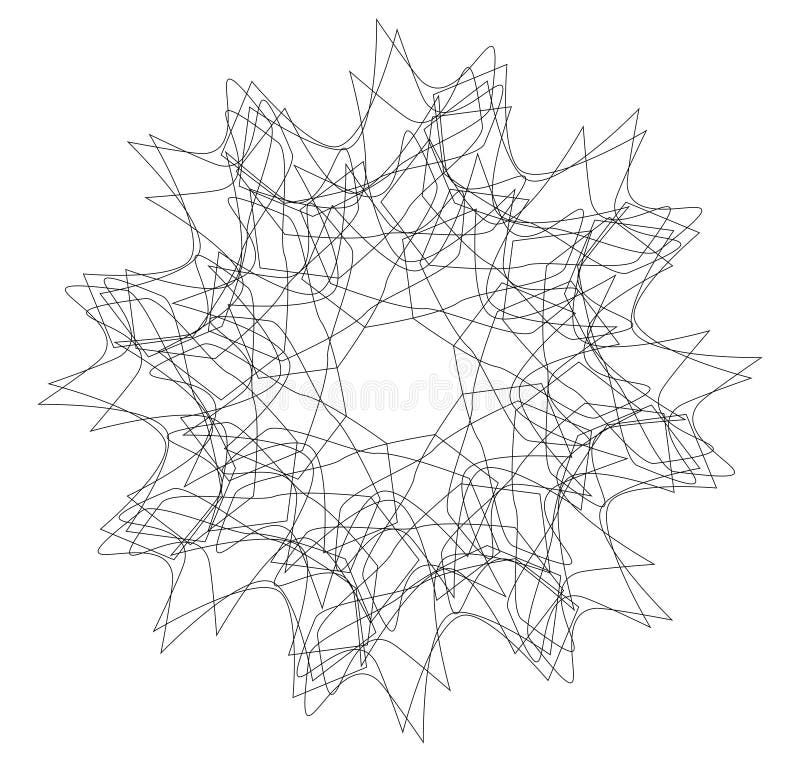 Vector Line Art of Round Decorative Fractal Mandala Stock Vector ...
