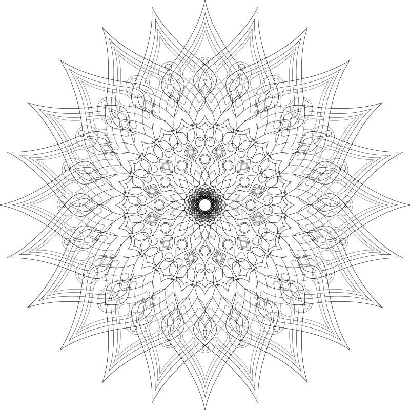 Vector Line Art of Round Decorative Mandala Stock Vector - Illustration ...