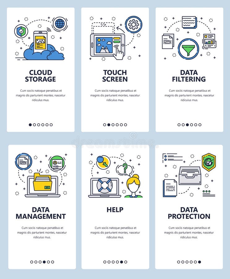 Vector Line Art Web and Mobile App Template Set Stock Vector ...