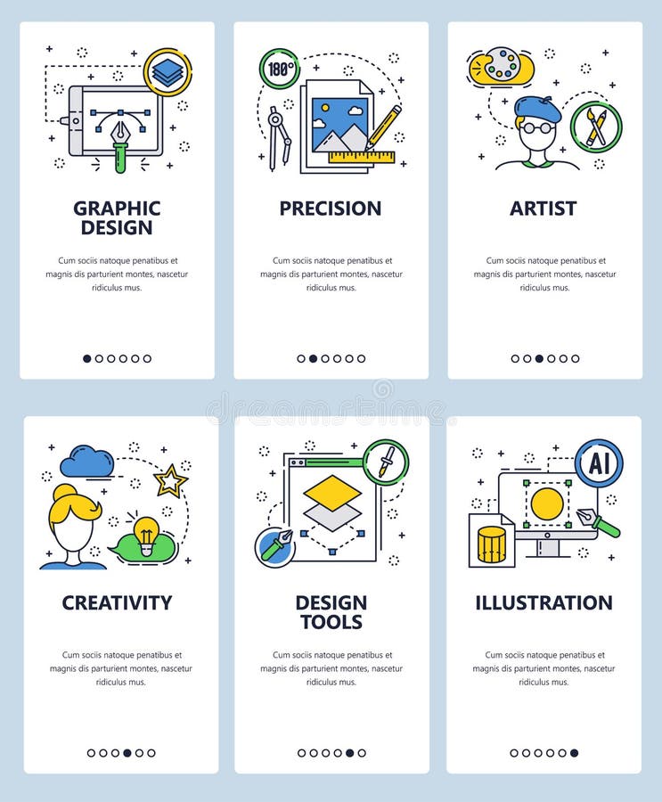 Vector Line Art Web and Mobile App Template Set Stock Vector ...