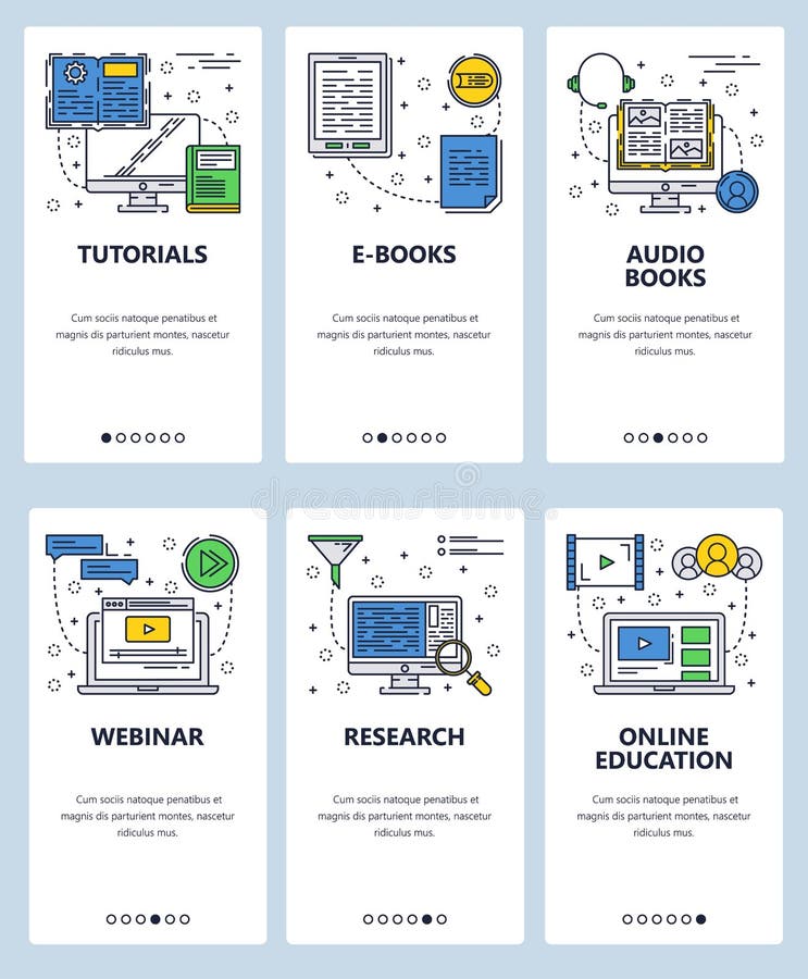 Vector Line Art Web and Mobile App Template Set Stock Vector ...