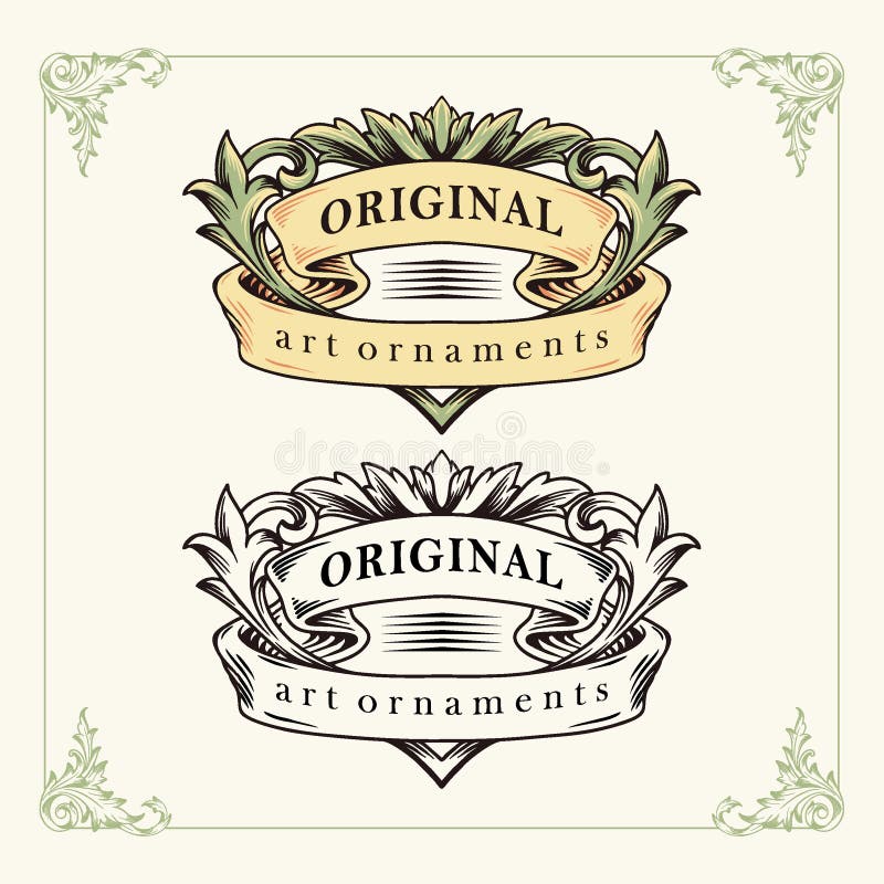 Vector Line Banner Illustration Ornaments Floral Original Stock Vector ...