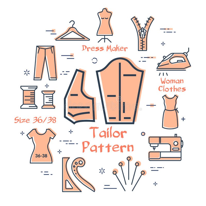 Vector Line Banner of Tailor and Sewing - Tailor Pattern Stock Vector ...