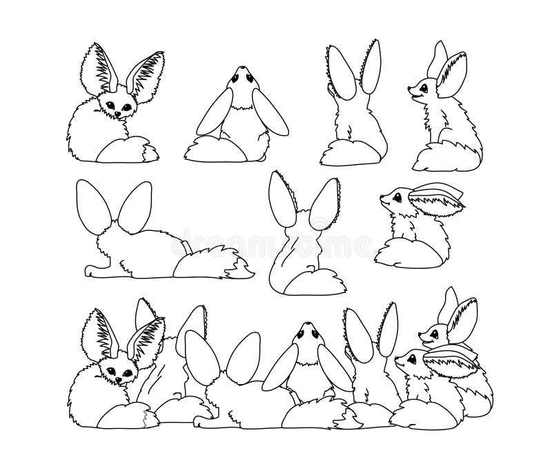 Vector Line Cartoon Animal Clip Art Stock Vector - Illustration of ...
