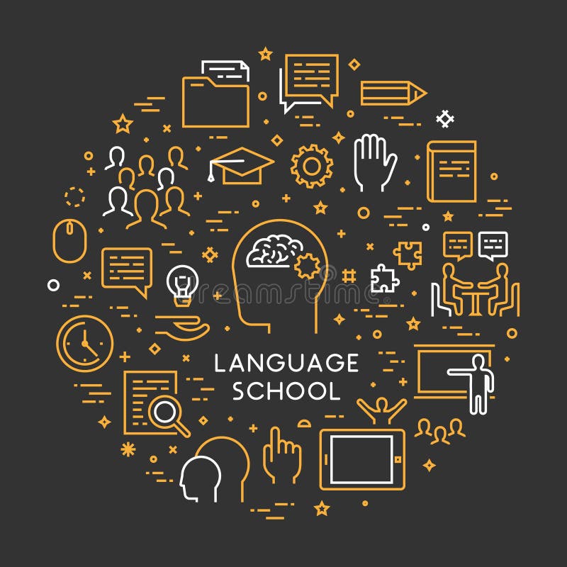 Vector Line Concept Foreign Language School Stock Illustration ...