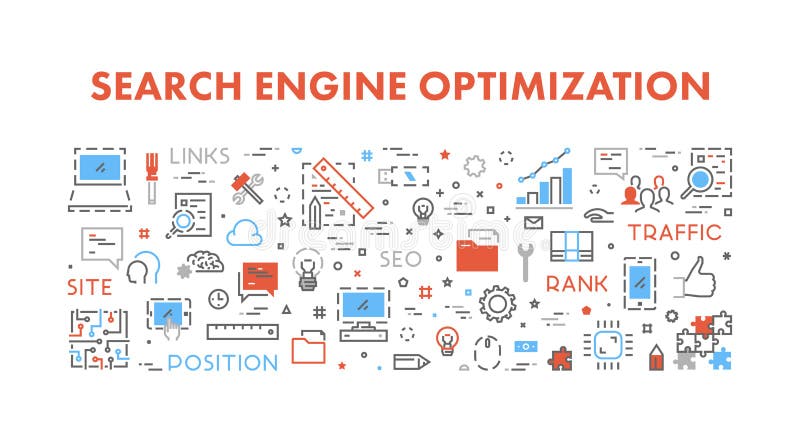 Vector Line Concept for Search Engine Optimization Stock Illustration ...