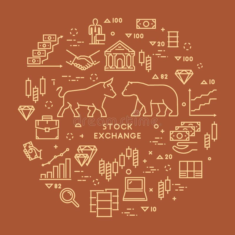 Vector Line Concept Stock Exchange Stock Illustration - Illustration of ...