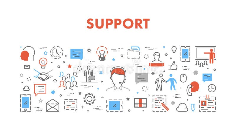 Vector Line Concept for Support and Helpdesk Stock Illustration ...