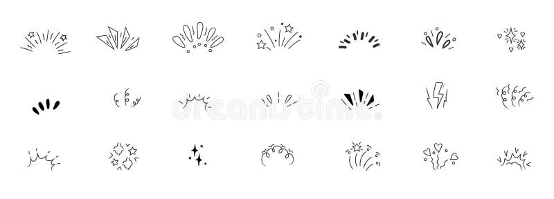 Vector Line Confetti Exclamation Icon Elements with Hand-drawn Burst ...