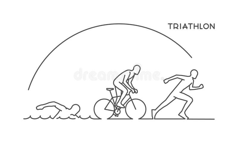 Triathlon. Linear Line Graphic. Stock Vector - Illustration of ...