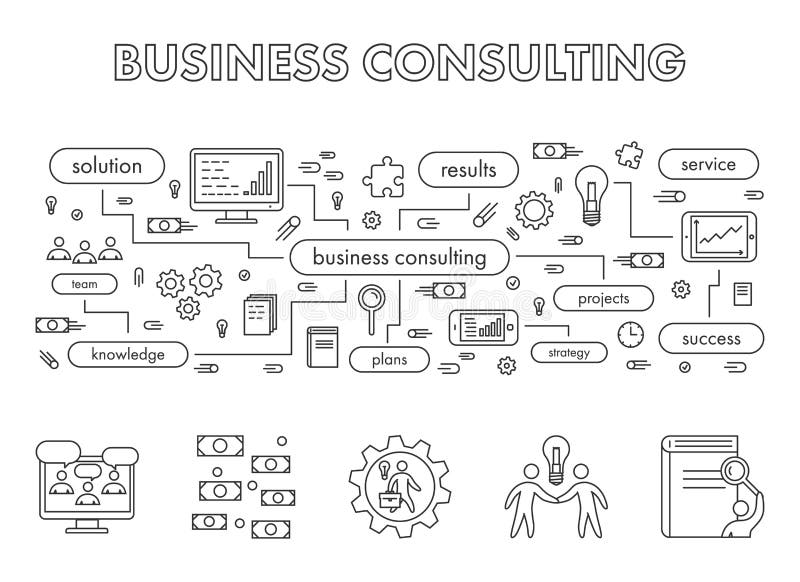 Vector Line Design Concept Web Banner for Business Consulting. Stock ...