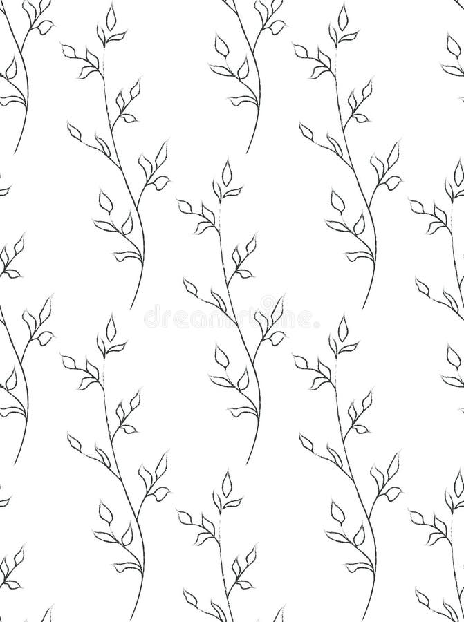 Vector Line Drawing Floral Seamless Pattern Stock Vector - Illustration ...