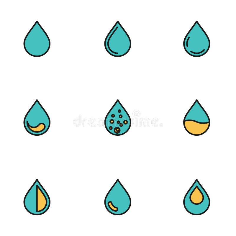 Vector line drop icon set stock illustration. Illustration of sign ...